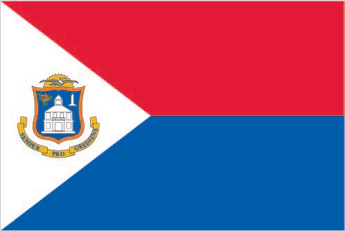 Blue white red triangle flag store